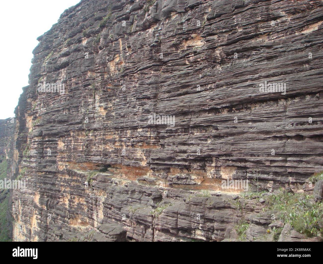 The surface and rocky slopes of the kukenan tepuy in Bolivar, Venezuela ...