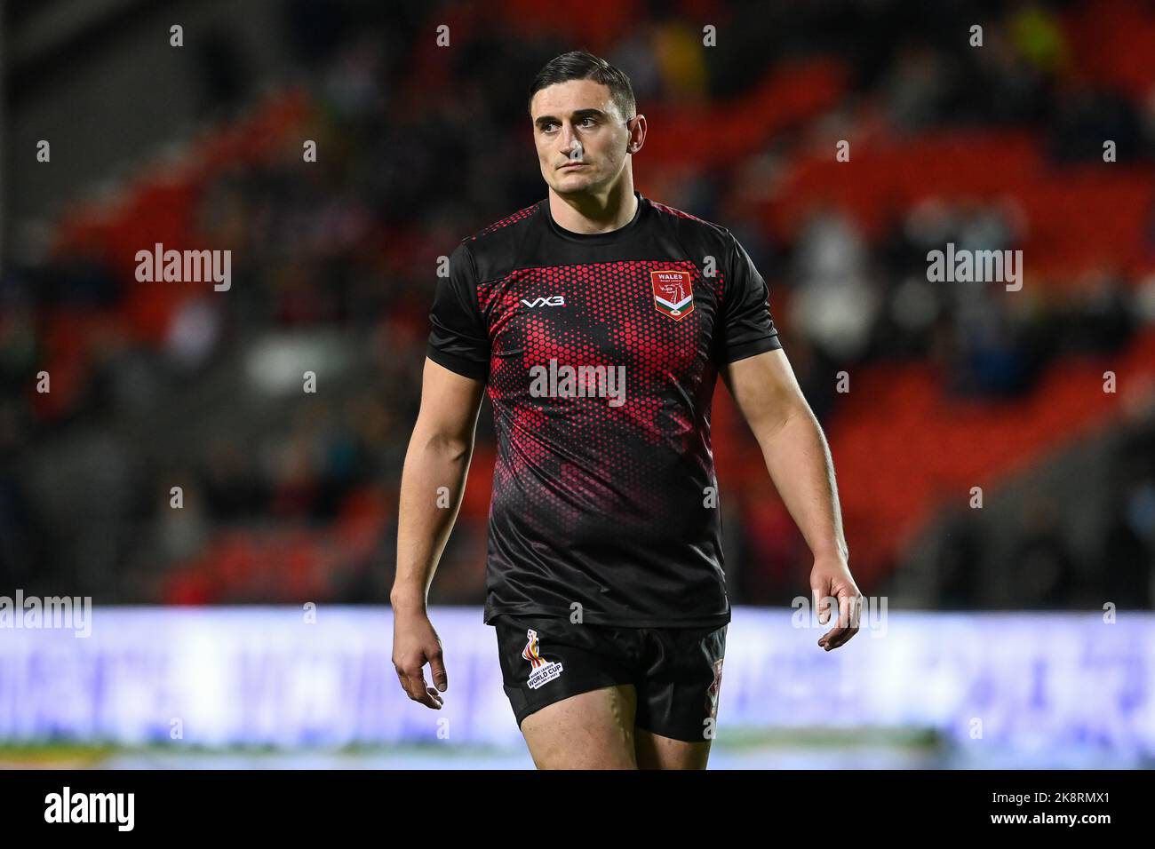 Joe Burke of Wales during pre match warm up ahead of the Rugby League ...