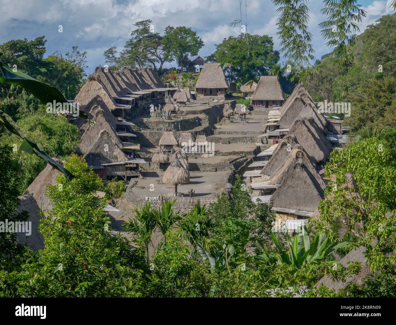 Bena traditional village of the Ngada people or tribe in nature setting ...
