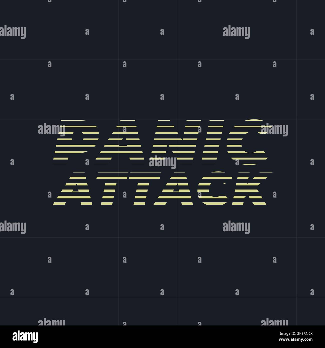 Panic attack, halftone line letter typography design artwork. Editable ...