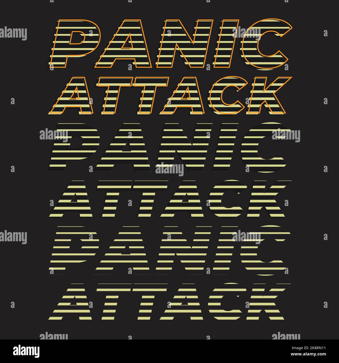 Panic attack, halftone line letter typography design artwork. Editable ...