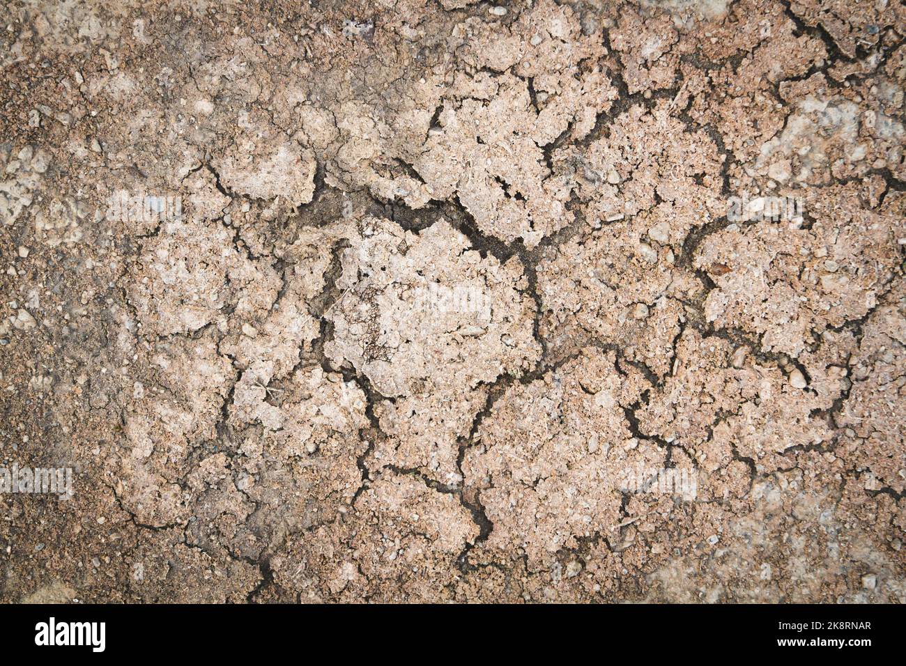 Dried desert land. Cracks in the ground. Dehydrated soil. Deep cracks ...