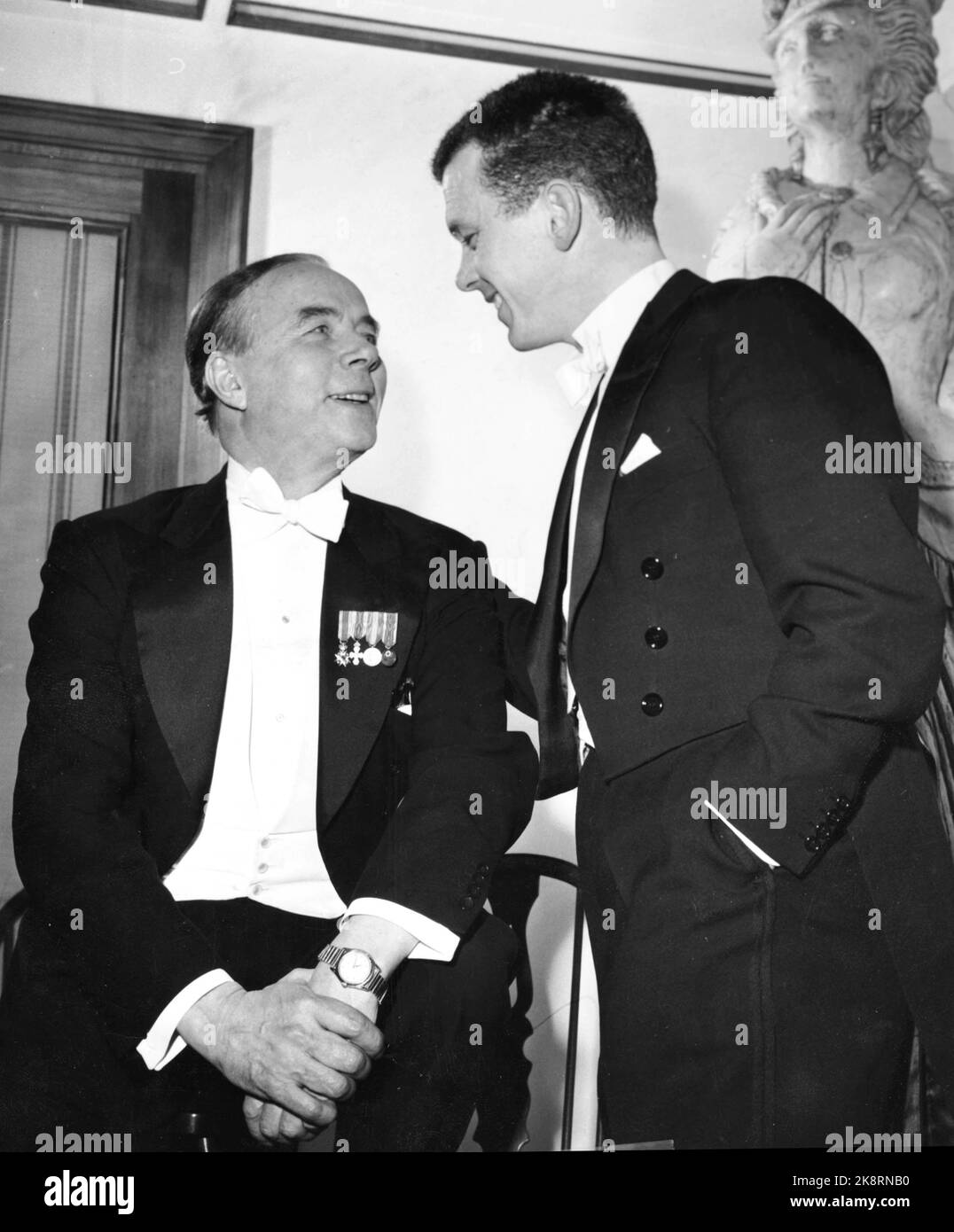 Oslo 1961. Actor Alfred Maurstad (t.v.) with his son Toralv Maurstad ...