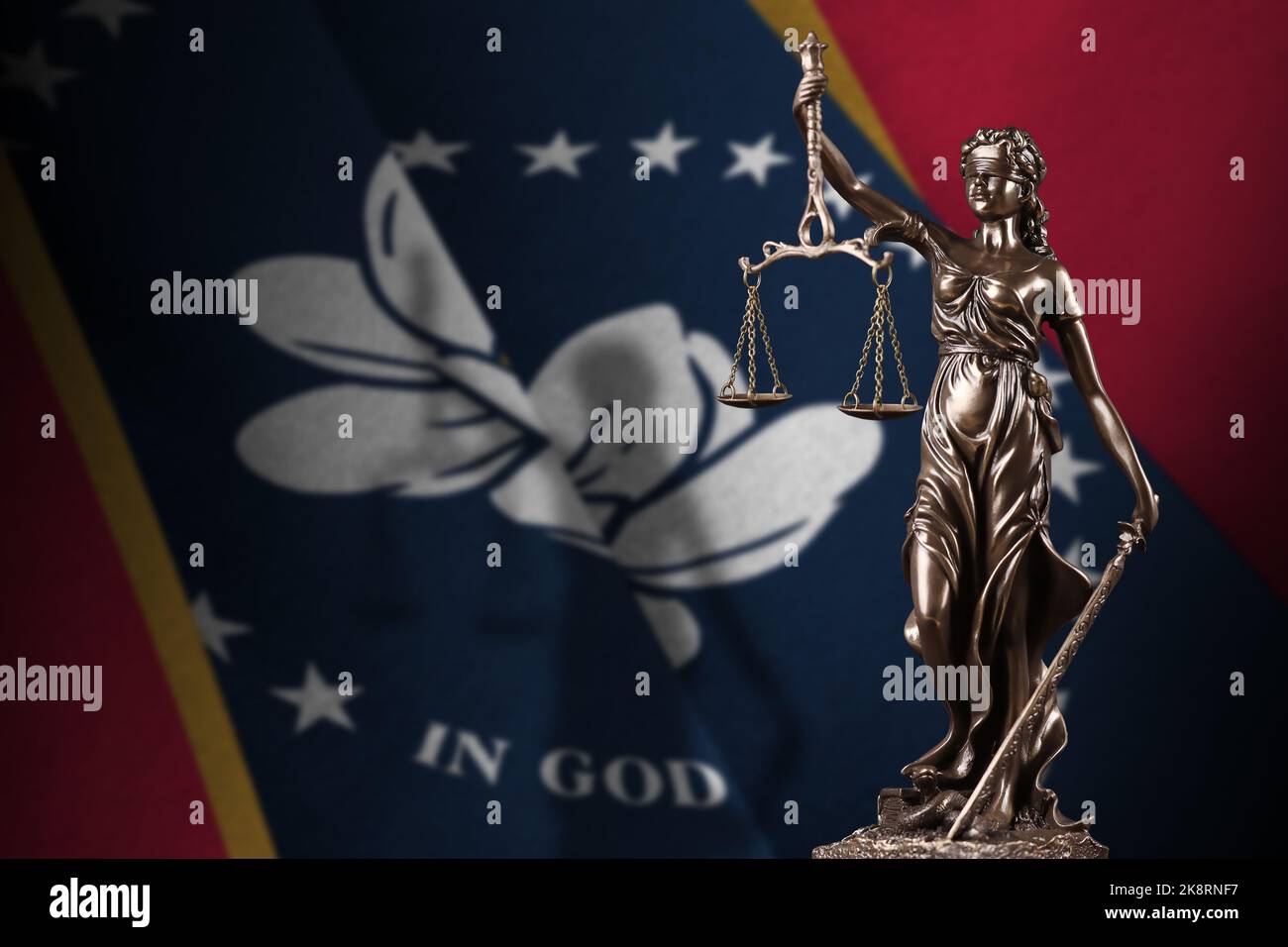 Mississippi new US state flag with statue of lady justice and judicial ...