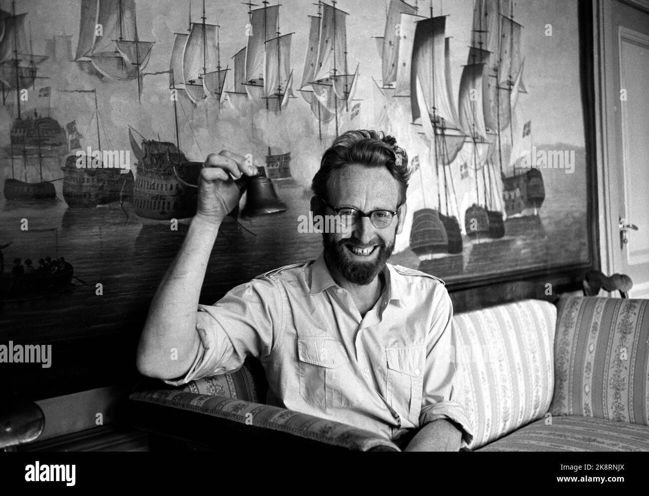 Bergen 196007 the philosopher arild haaland in his house Black and ...