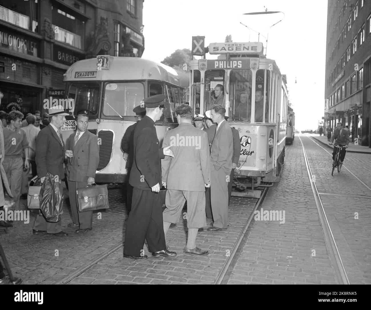 Oslo 19520807. Collision between Snarøya Bus and Sagene Trikken in the ...