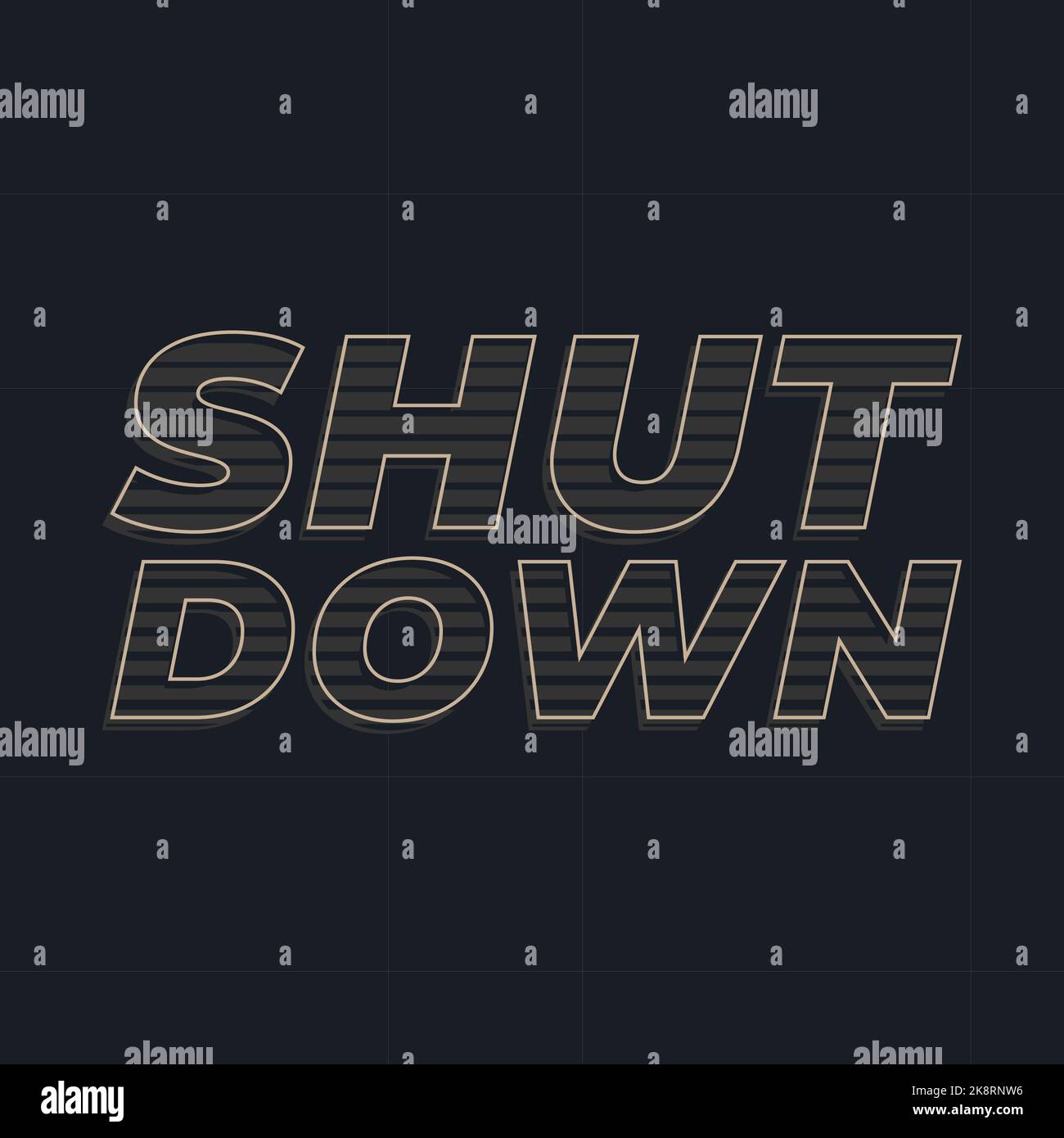 Shut down, halftone line letter typography design artwork. Editable ...