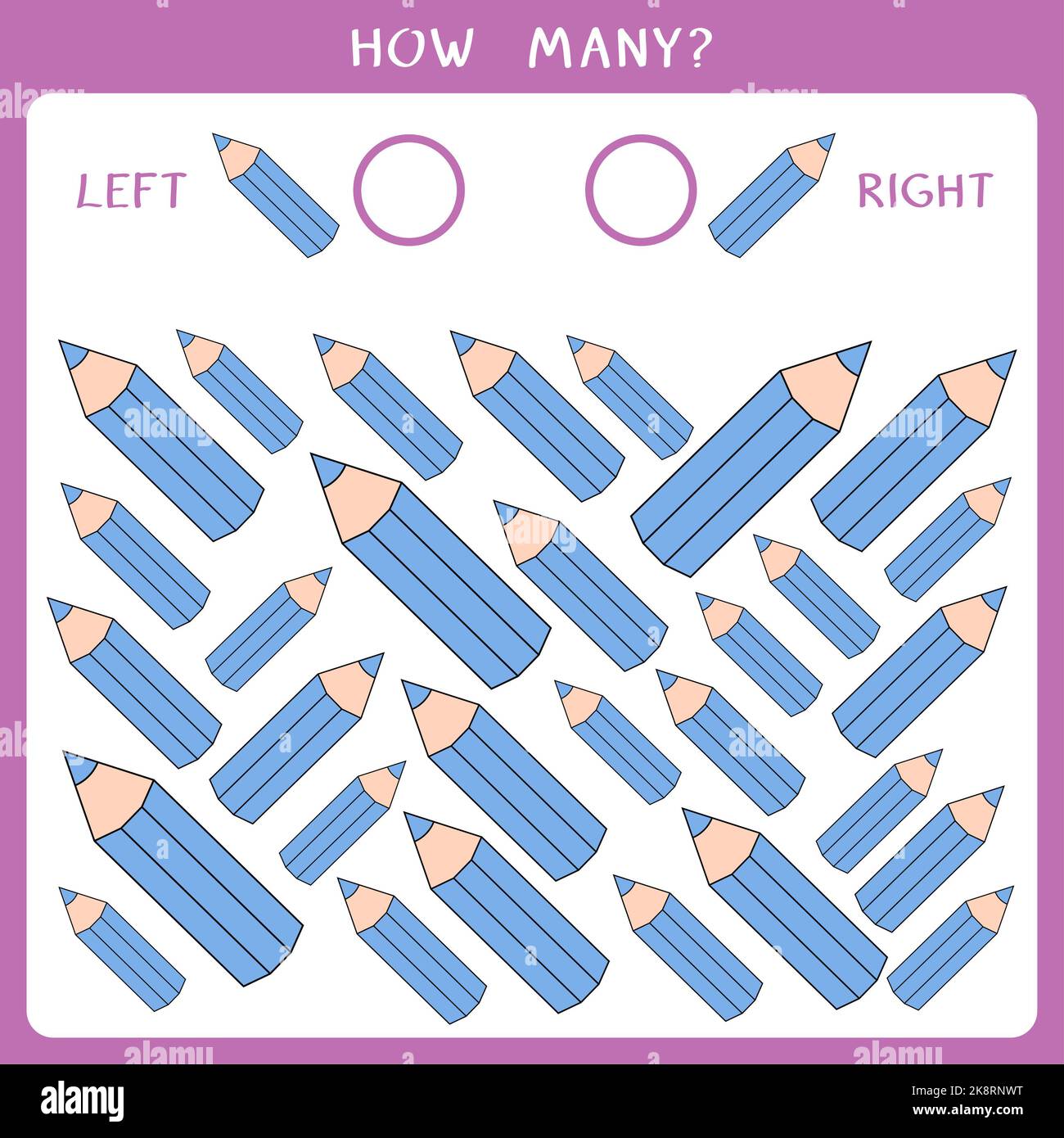 Simple educational game for kids. Count how many pencils are facing ...