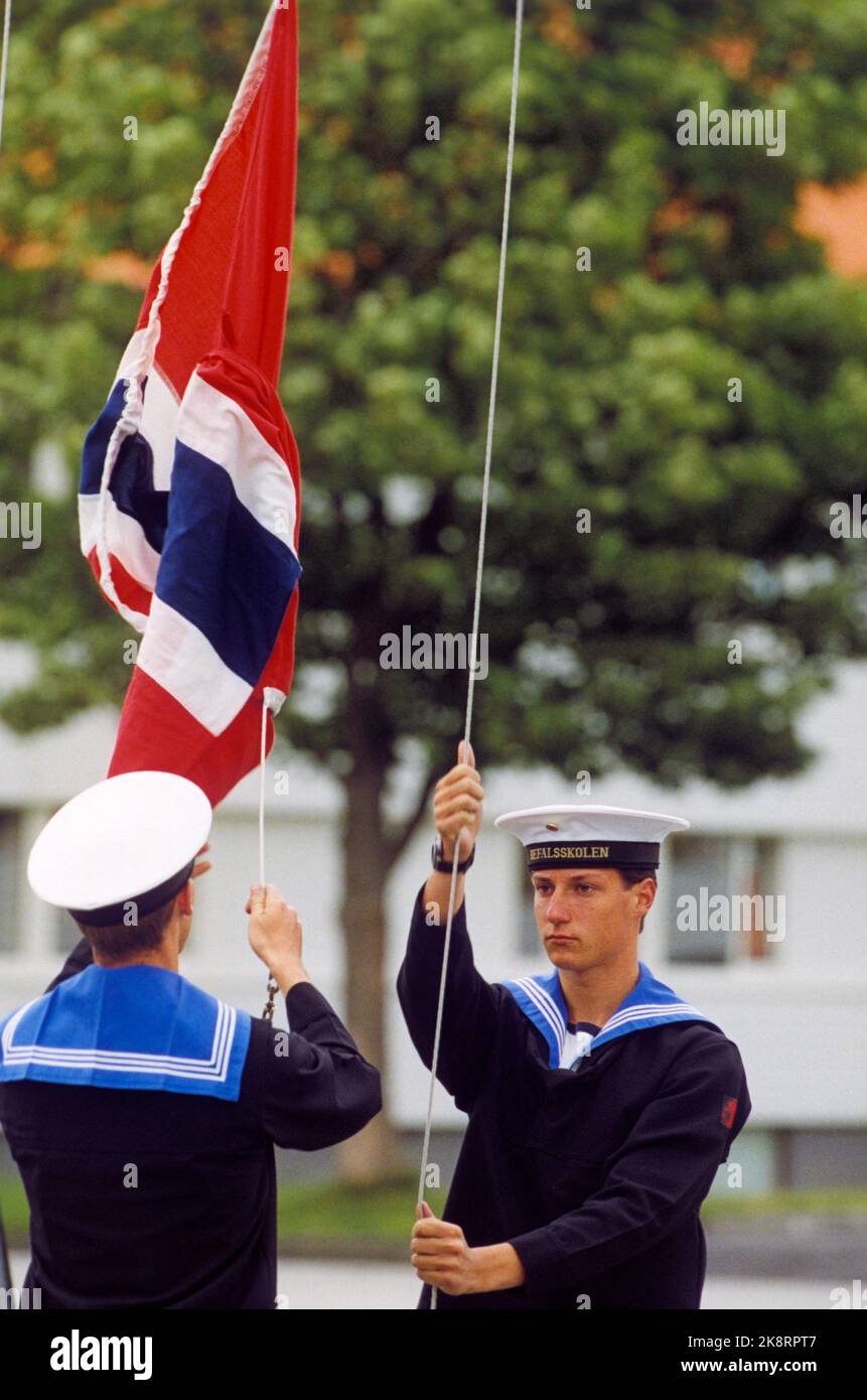 Horten July 15, 1992. Crown Prince Haakon at the Navy Command School in ...