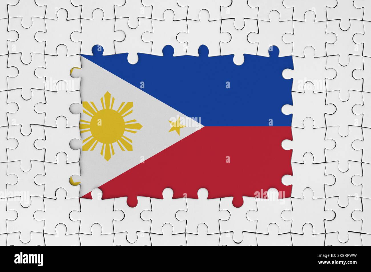 Philippines flag in frame of white puzzle pieces with missing central ...