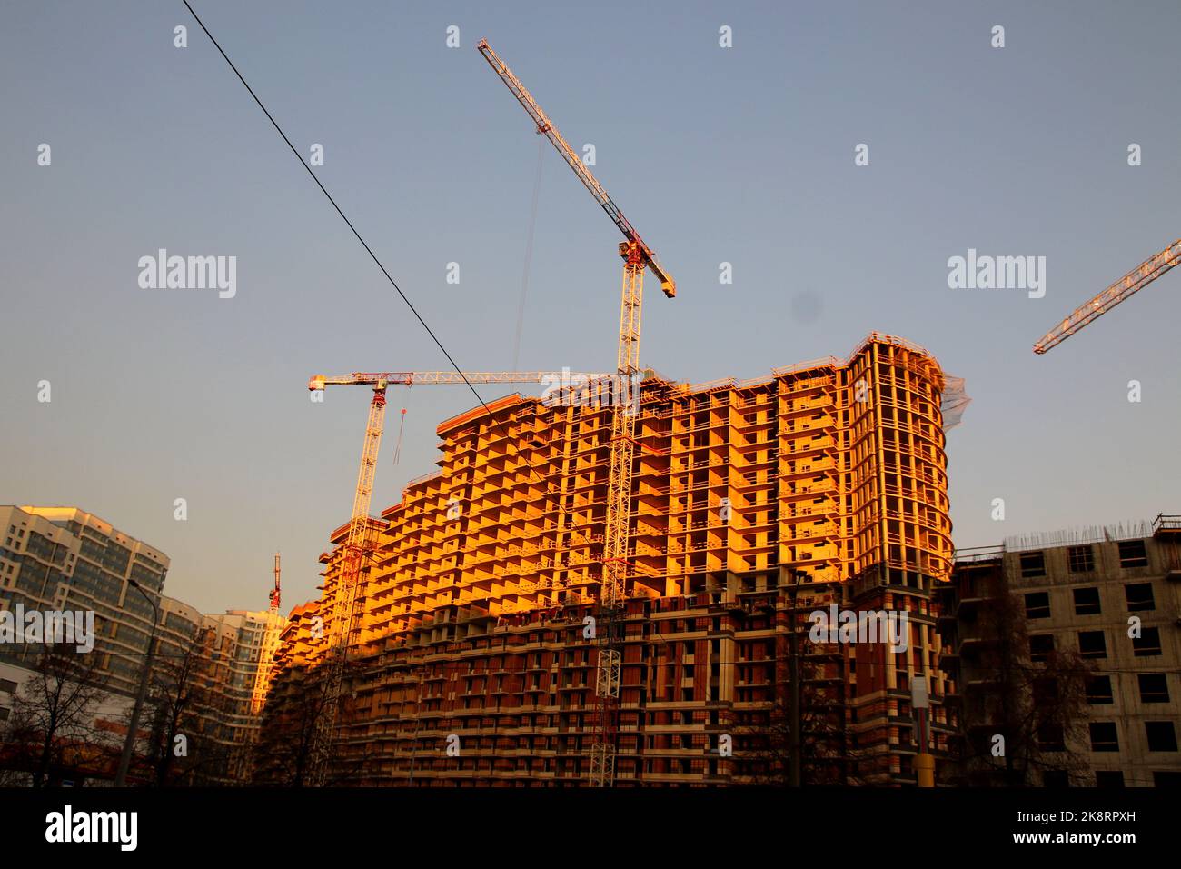 Saint Petersburg, Russia. 24th Oct, 2022. Construction of a residential ...