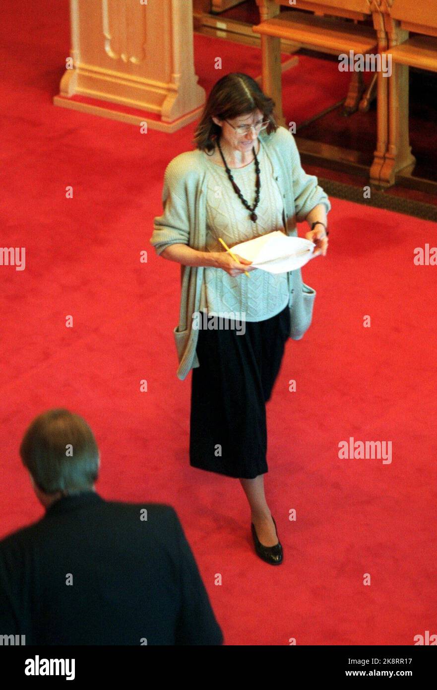 Oslo, 19970205 Gerd-Liv Valla was on his 2nd day as Justice Minister in the fire for the first ...
