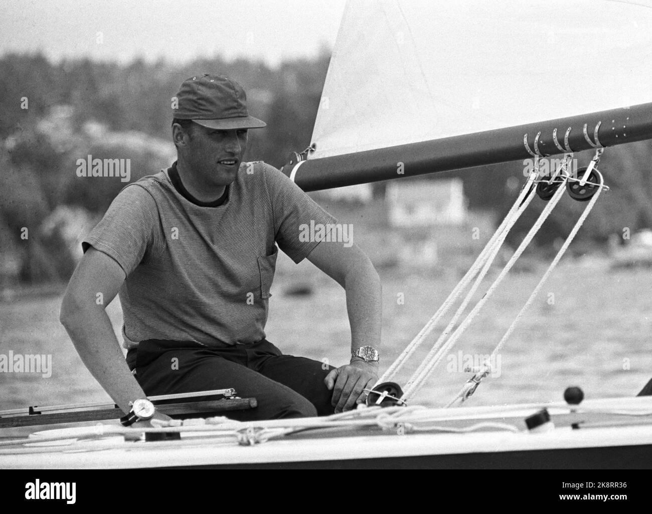Hankø 197107. Crown Prince Harald sails at Hankø. In the sailboat. NTB ...