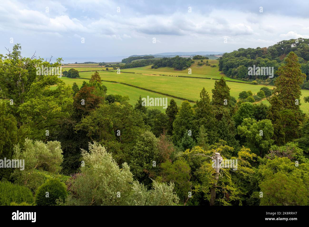 View from Dunster Castle gardens with far reaching views of the Bristol ...