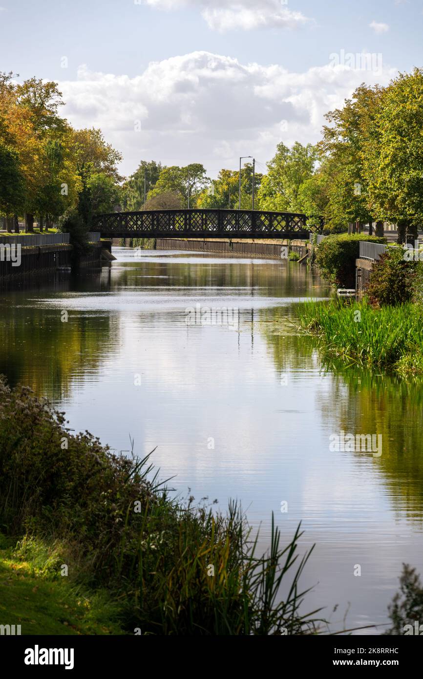 Disused metal railway bridge over the river Welland In Spalding ...