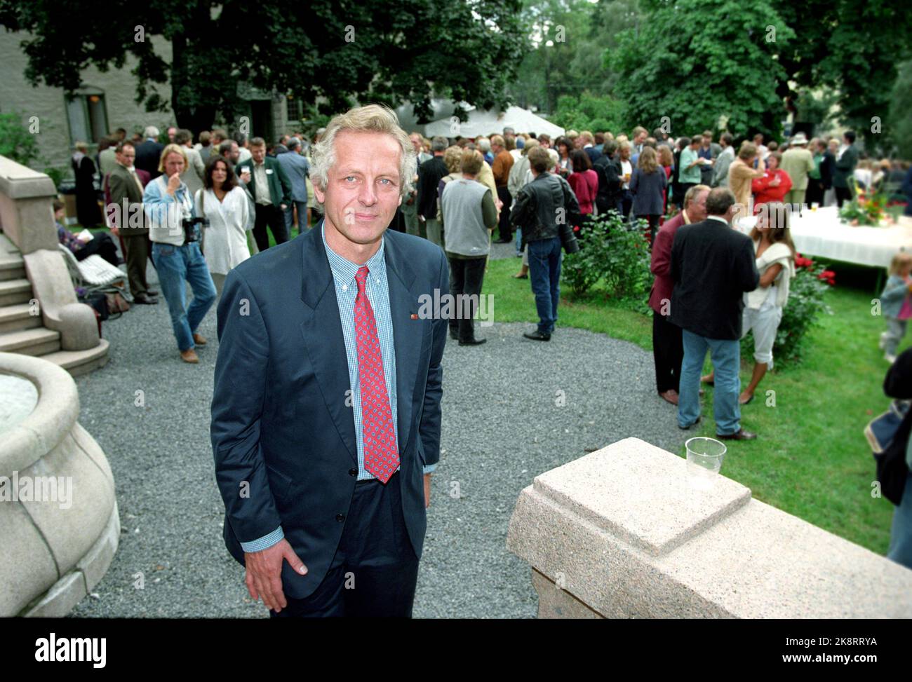 Oslo 19940825 Publishing director William Nygaard at Aschehoug's garden ...