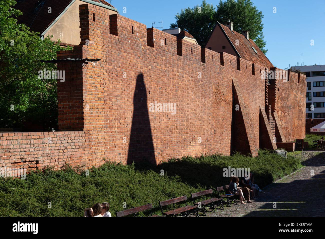 A beautiful shot of the semicircular medieval castle Barbican in the ...