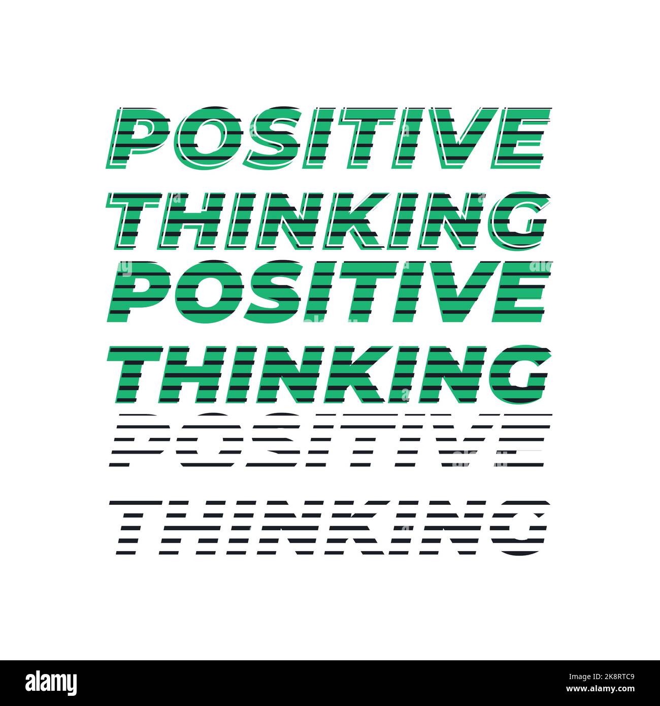 Positive thinking, halftone line letter typography design artwork ...