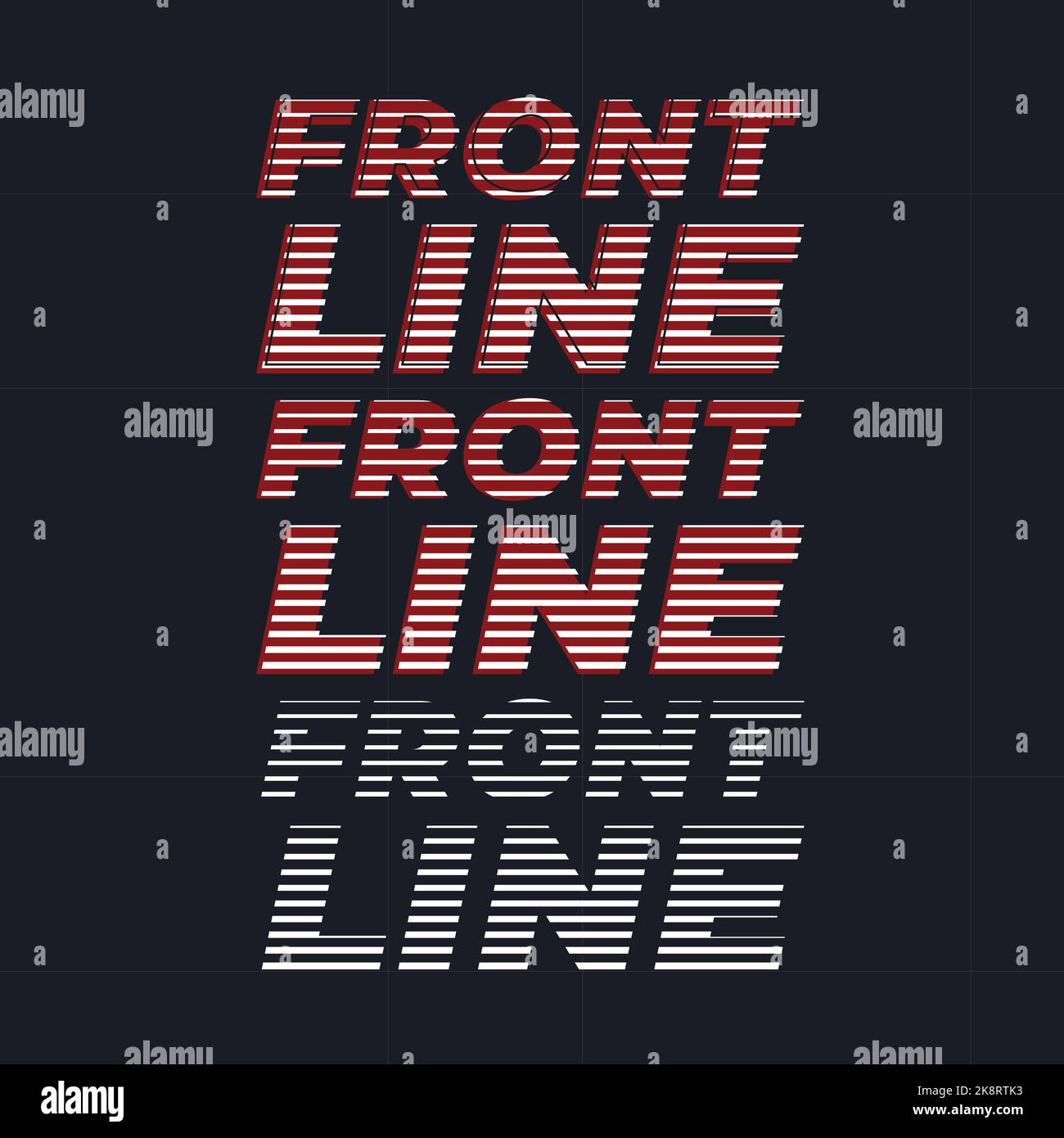 Front line, halftone line letter typography design artwork. Editable ...