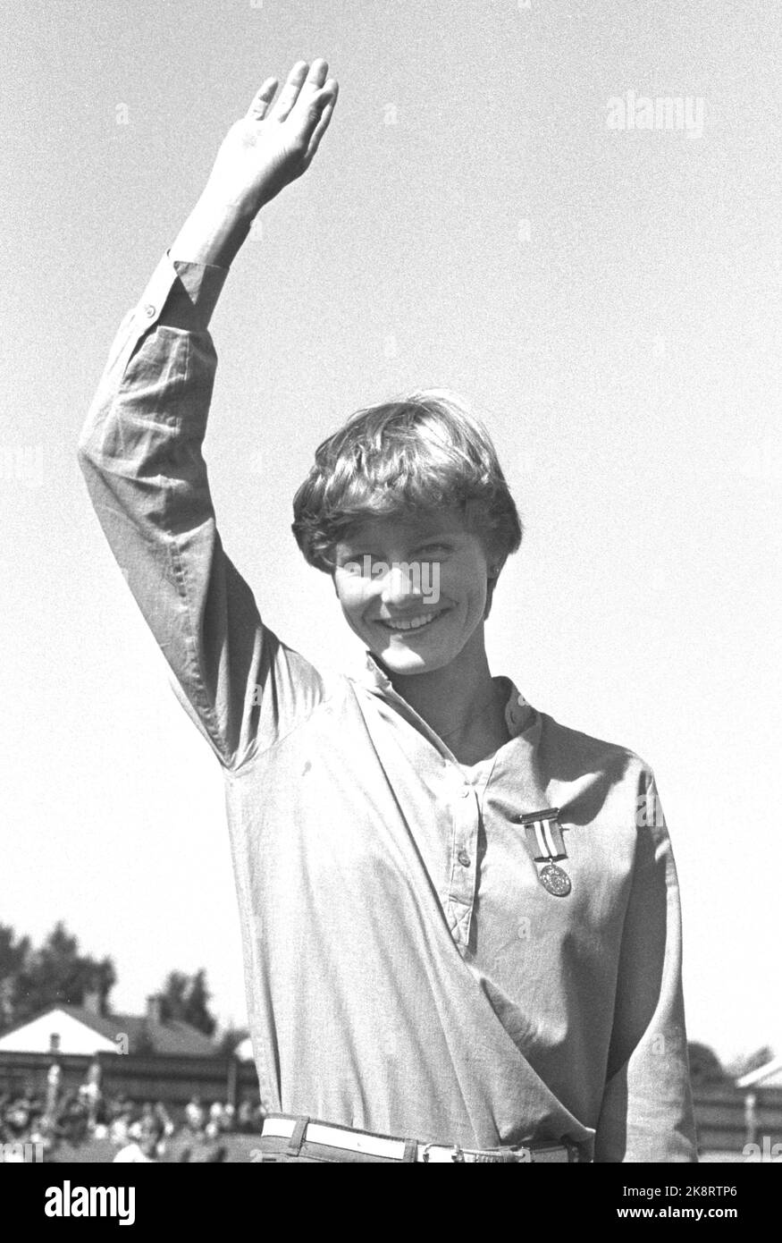 Porsgrunn 19820814. NM in athletics 1982. Astrid Tveit was awarded the ...