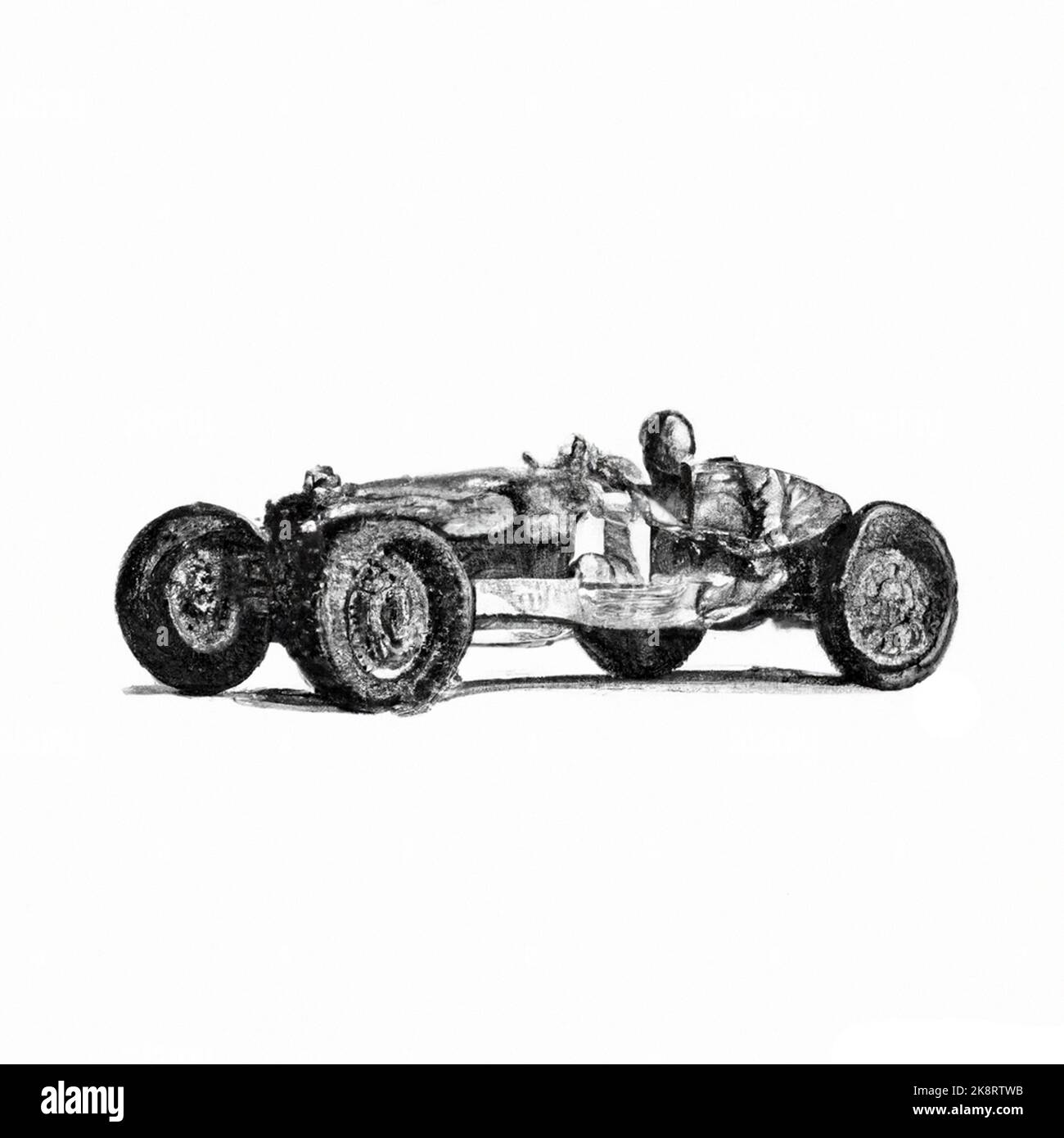 Hand drawn line art style of the 20 and 30s grand prix racing cars ...