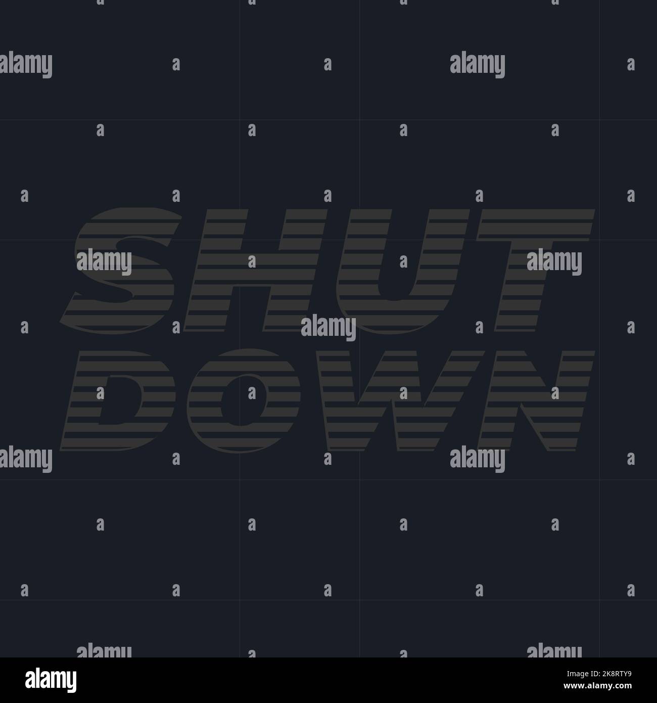 Shut down, halftone line letter typography design artwork. Editable ...