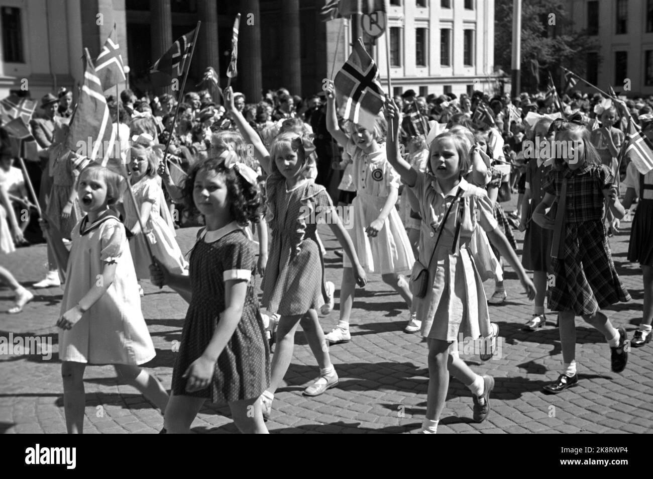 Oslo 19480517 May 17 Celebration in Oslo in glorious sun. Here the ...