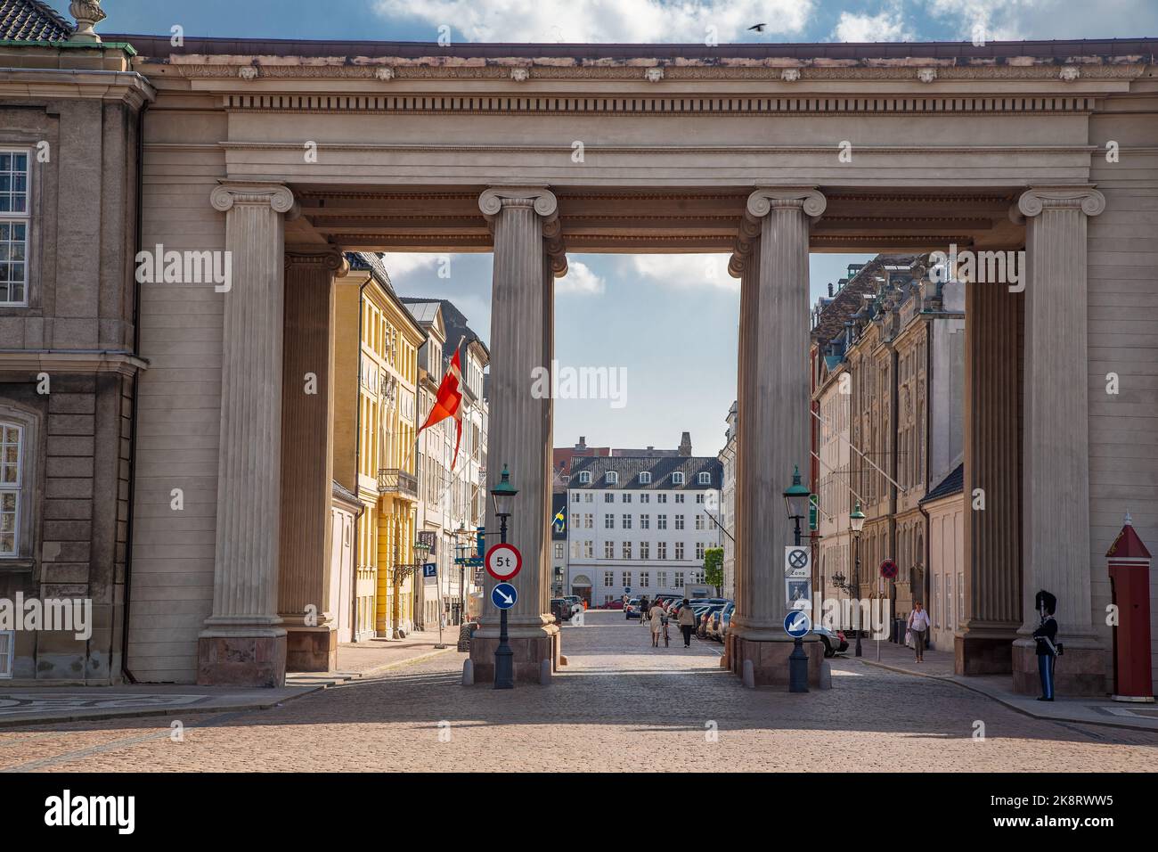 The Amaliegade gate with Jonic Columns in Copenhagen, Denmark Stock ...