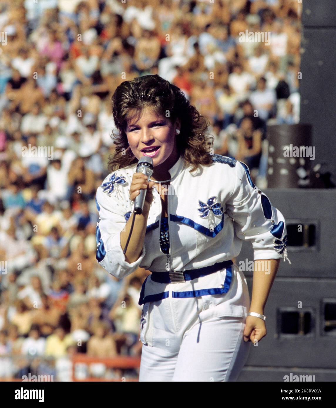 Oslo August 1984. Artist Carola Häggkvist in action during a concert in ...
