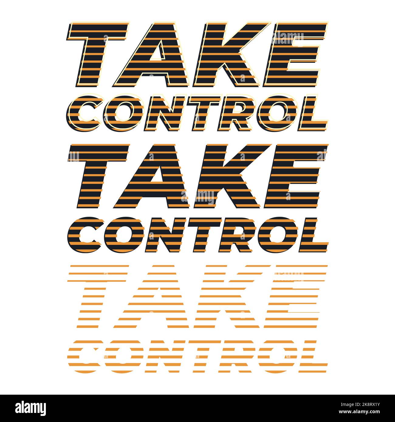Take control, halftone line letter typography design artwork. Editable ...