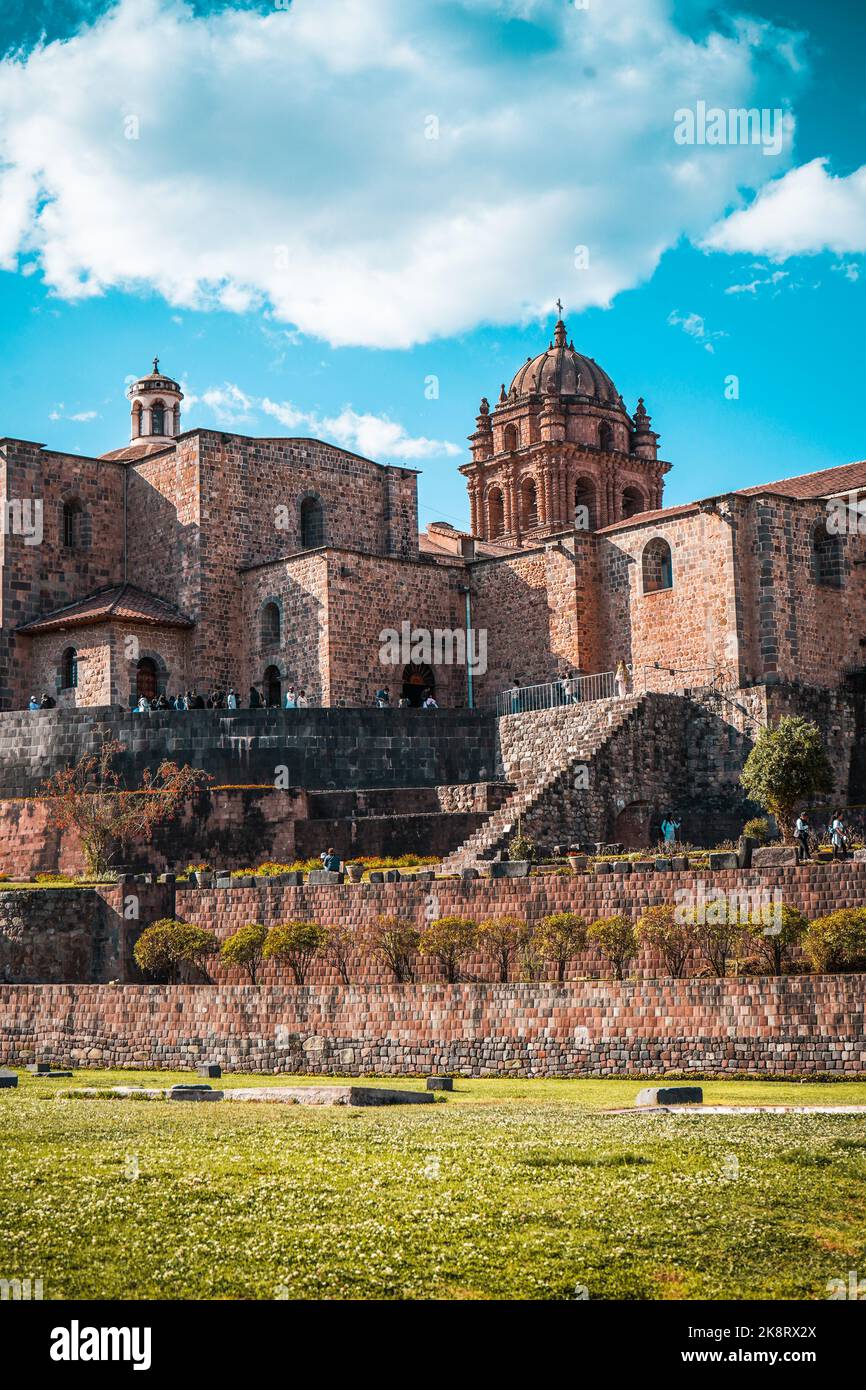 A vertical shot of a historic brick castle in Cusco, Peru Stock Photo ...