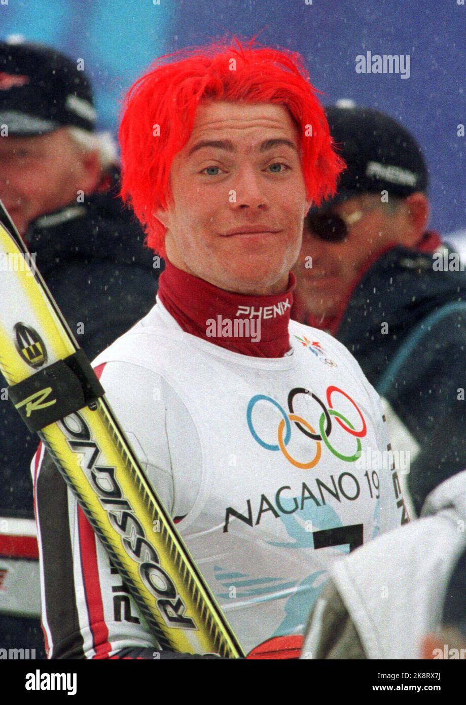 Olympic Nagano 199802: Olympic champion in slalom, Hans-Petter Buraas is literally a colorcut in ...