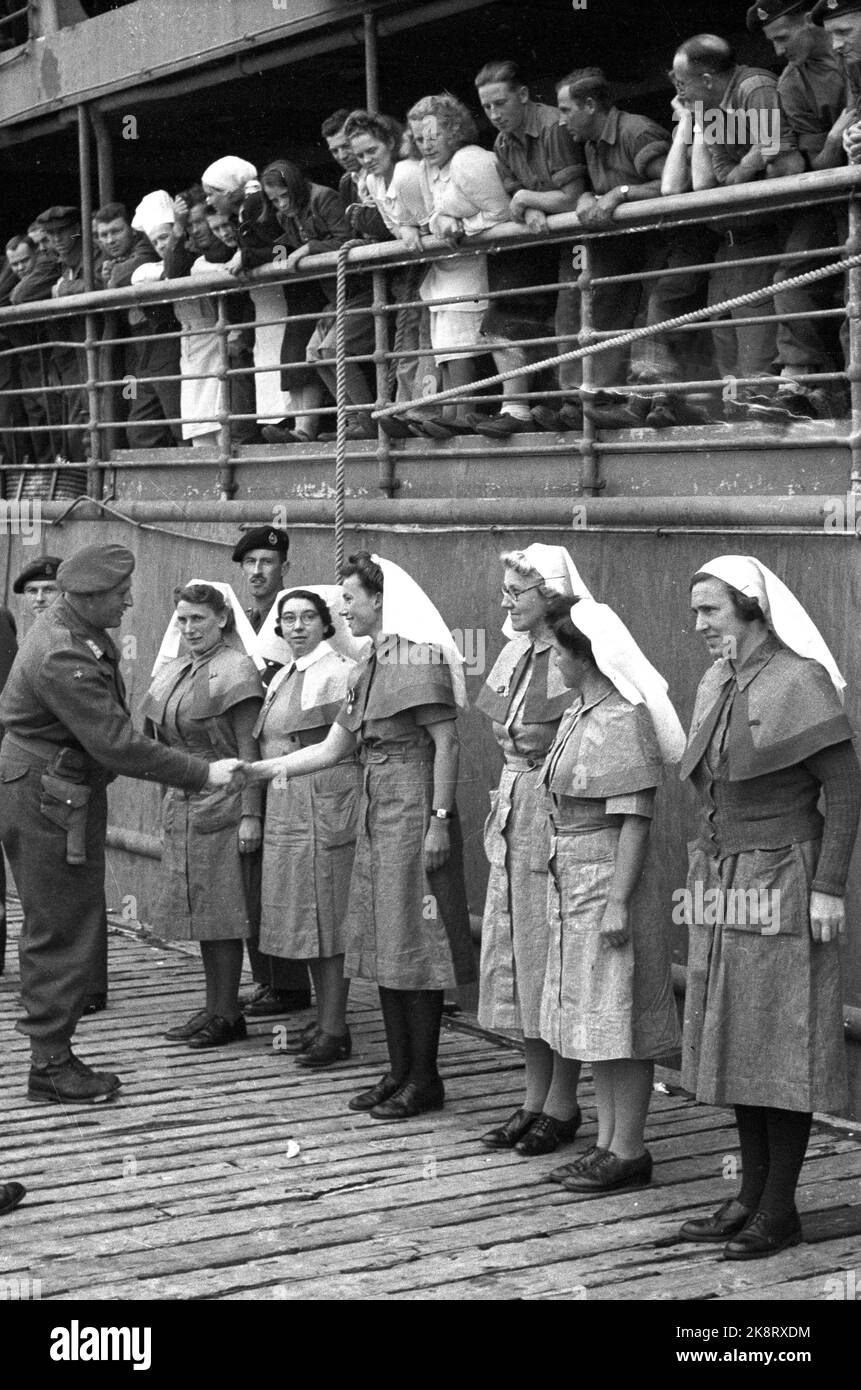 Mo in Rana in the fall of 1945. Crown Prince's visit: Crown Prince Olav ...