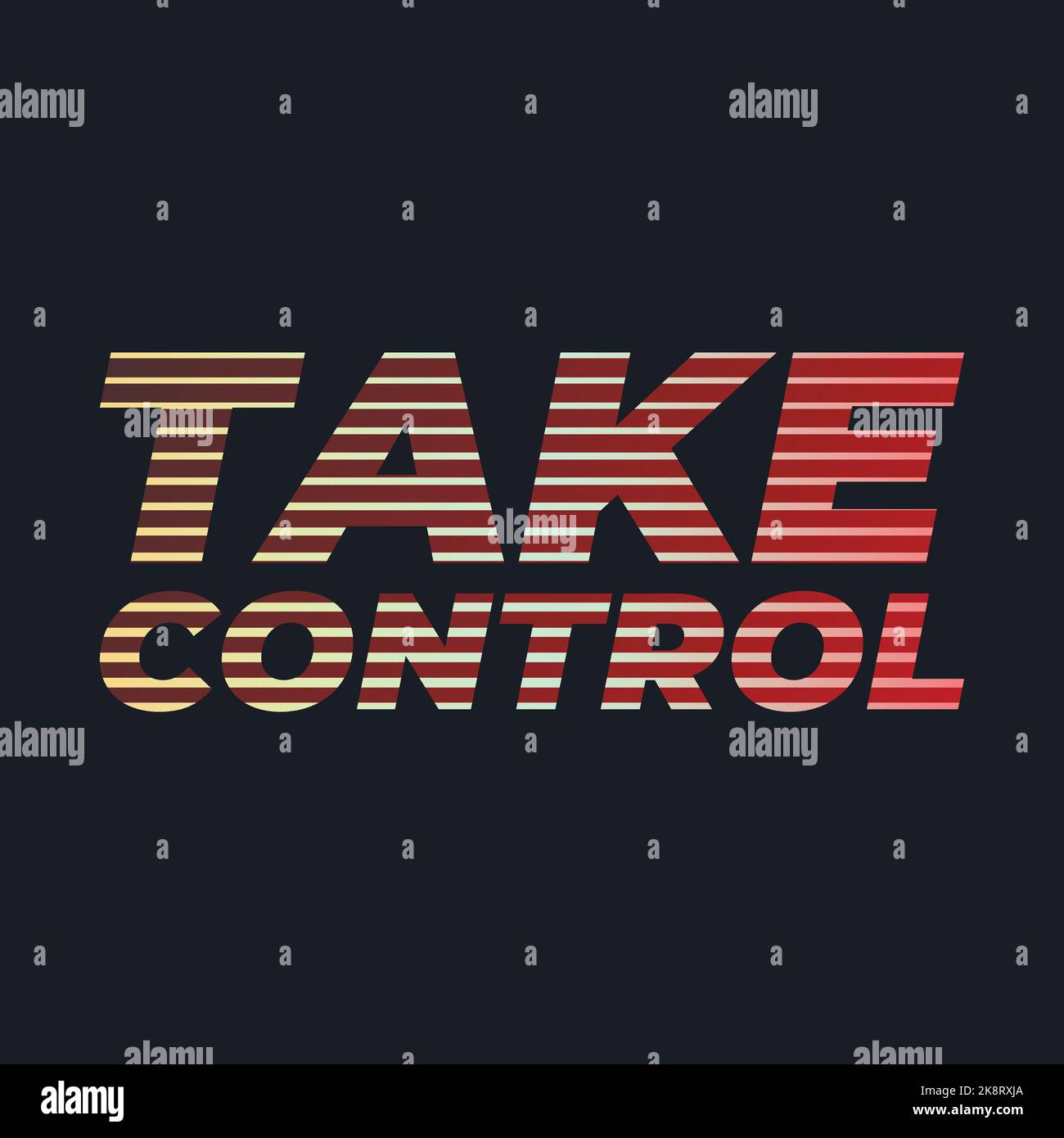 Take control, halftone line letter typography design artwork. Editable ...