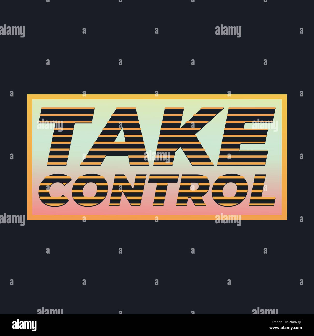 Take control, halftone line letter typography design artwork. Editable ...