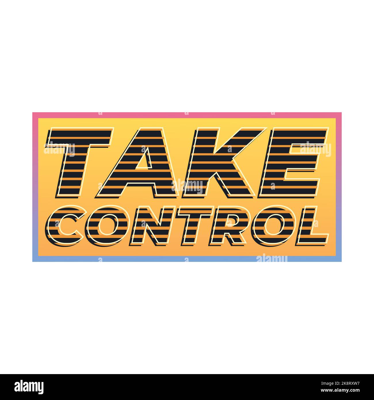 Take control, halftone line letter typography design artwork. Editable ...