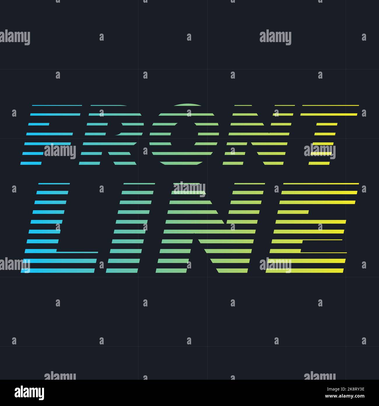 Front line, halftone line letter typography design artwork. Editable ...