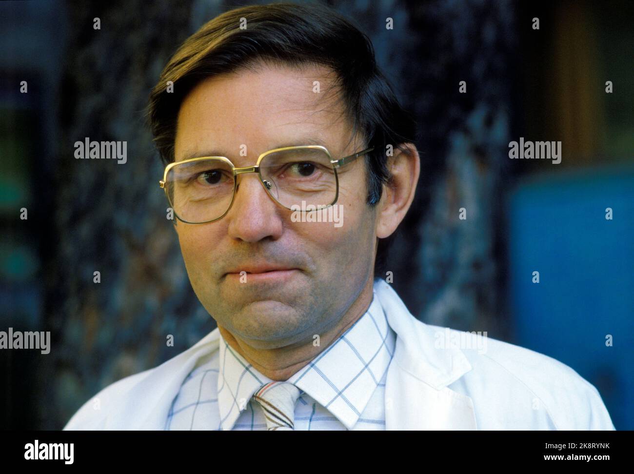 Oslo 19850920 Professor Jacob Natvig, director at Rikshospitalet. Photo ...