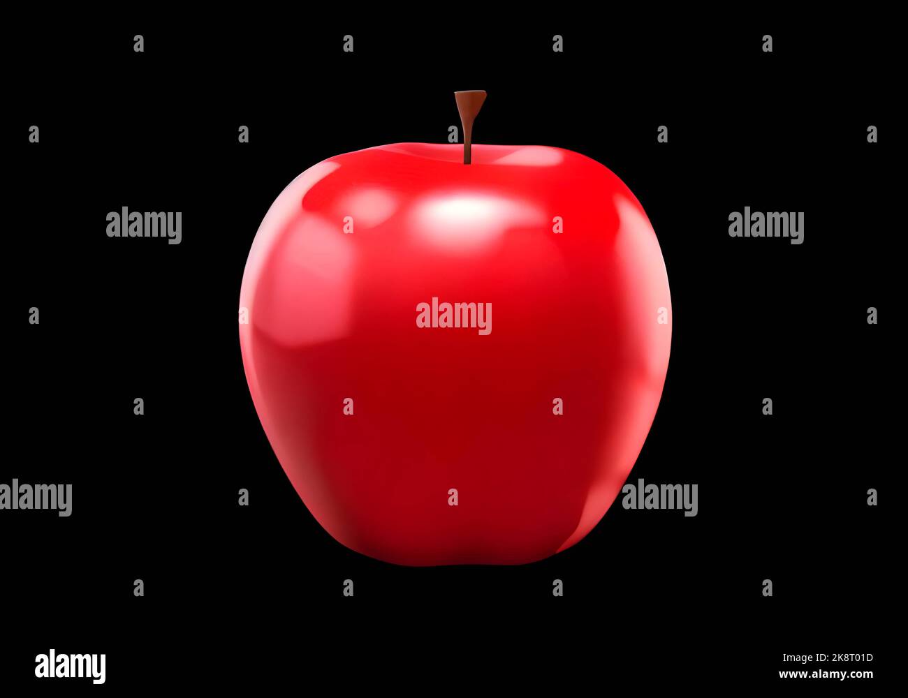 A 3D rendering of a shiny red apple isolated on a black screen Stock ...