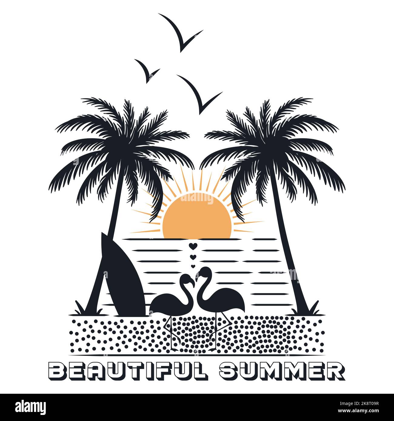 Beautiful summer on the beach. Editable, resizable, EPS 10, vector ...