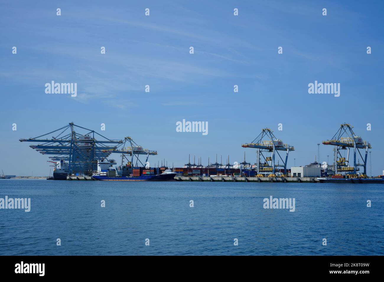 Rotterdam, The Netherlands. View of a large containership docked in the ...