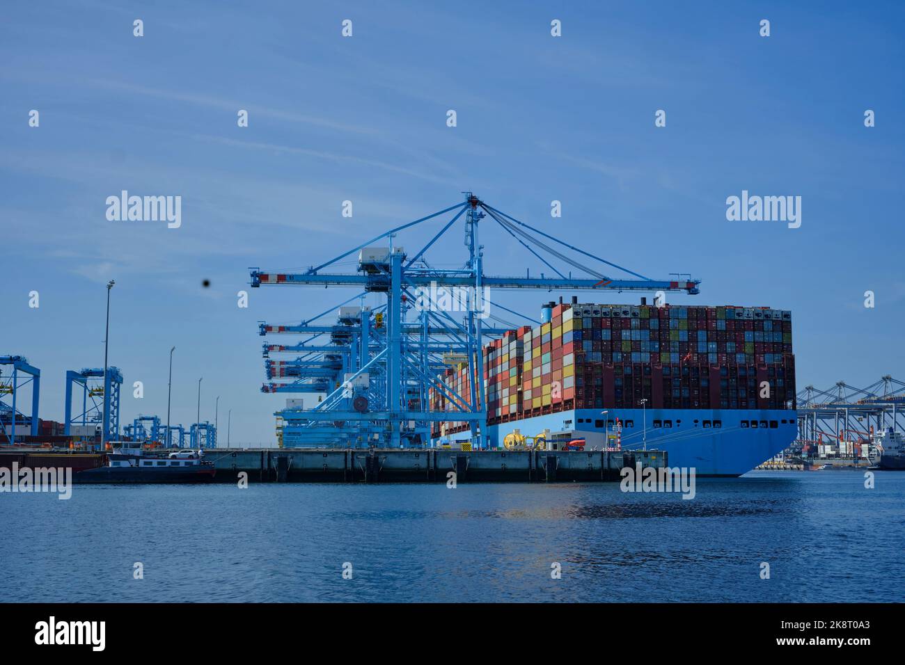 Rotterdam, The Netherlands. View of a large containership docked in the ...