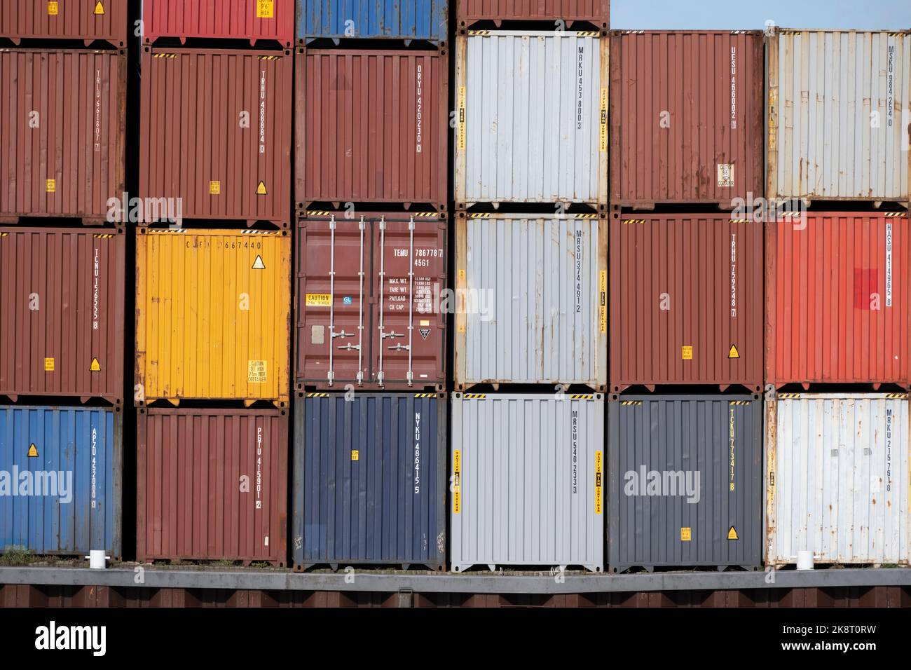 Stack of Cargo Containers at the docks Stock Photo - Alamy