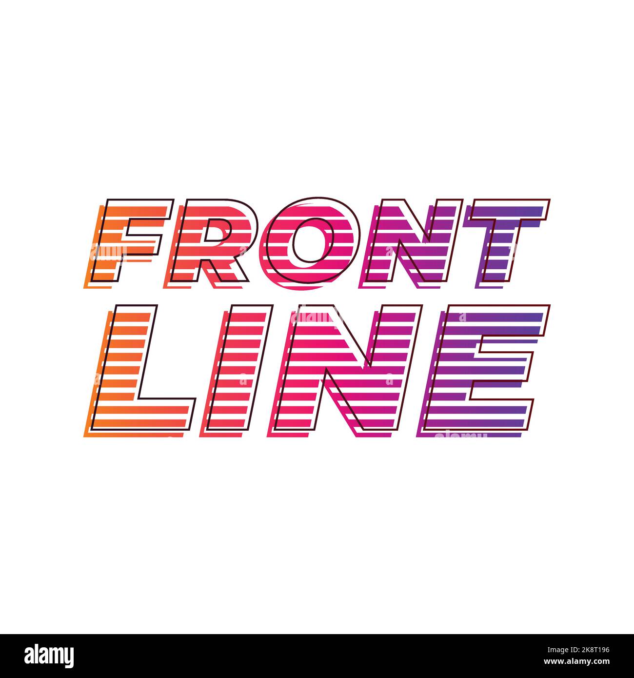 Front line, halftone line letter typography design artwork. Editable ...