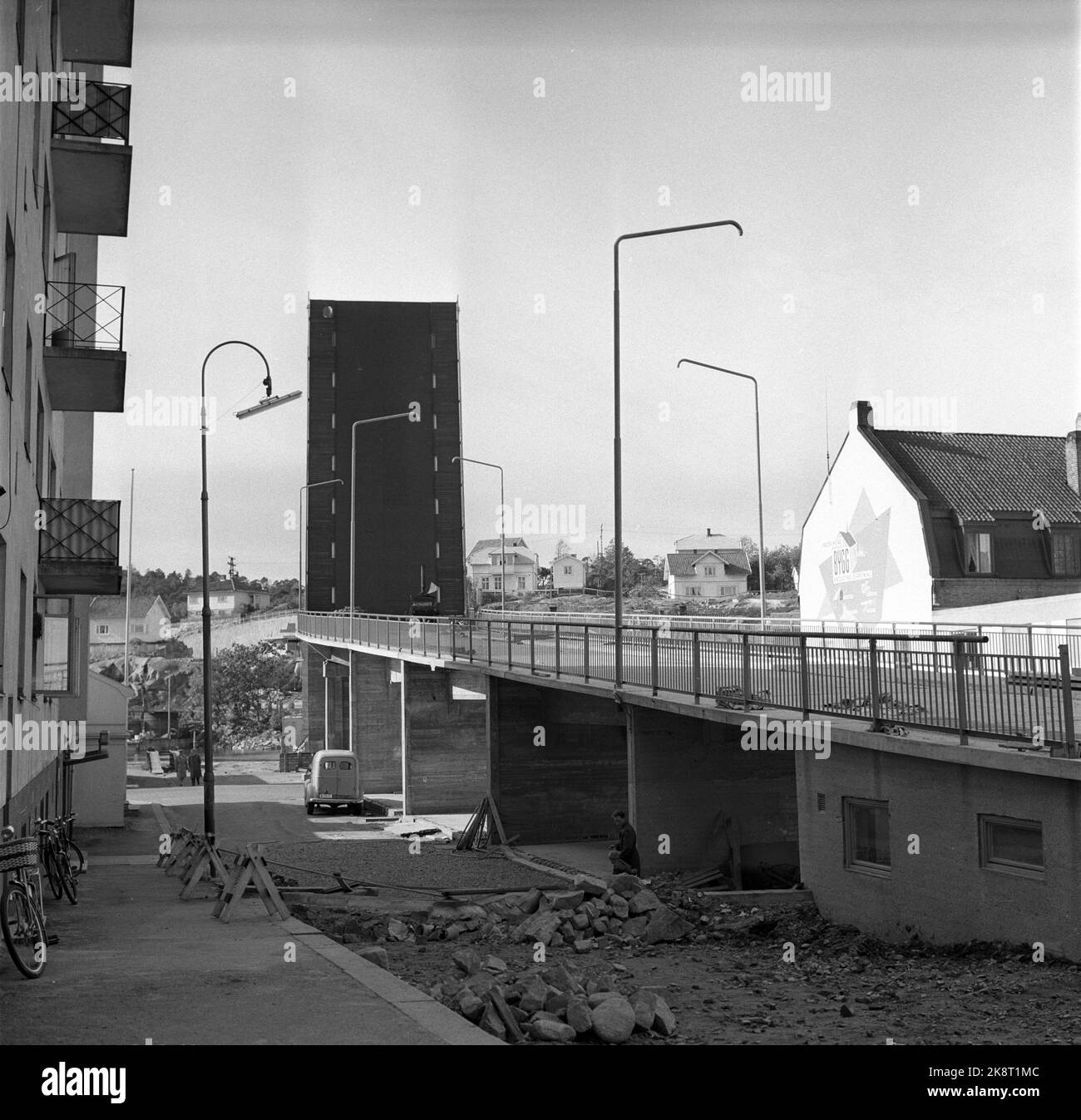 Fredrikstad. 19560930. The bridge from Fredrikstad to Kråkerøy. Flap ...