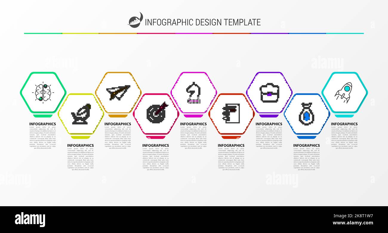 Infographic design template. Creative concept with 9 steps. Can be used for workflow layout ...