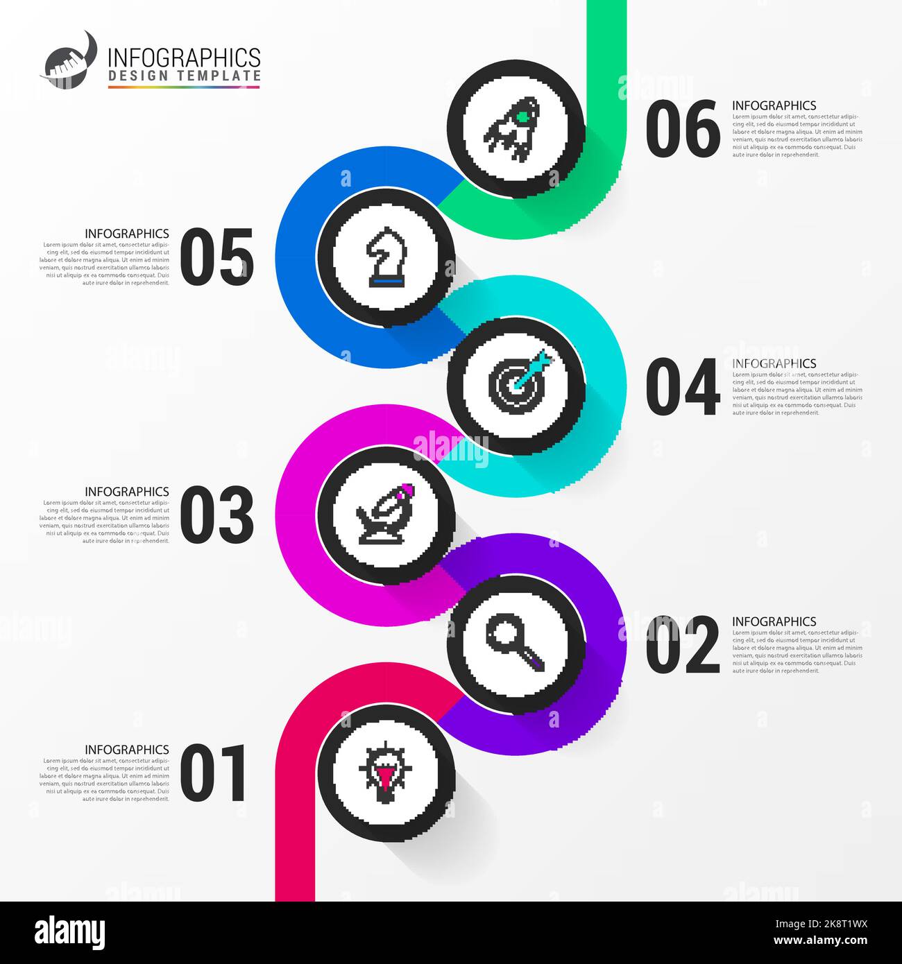 Infographic design template. Timeline concept with 6 steps. Can be used ...