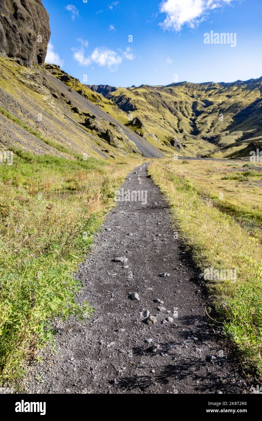 A vertical of the path to the the volcanic landscape of Hengill ...