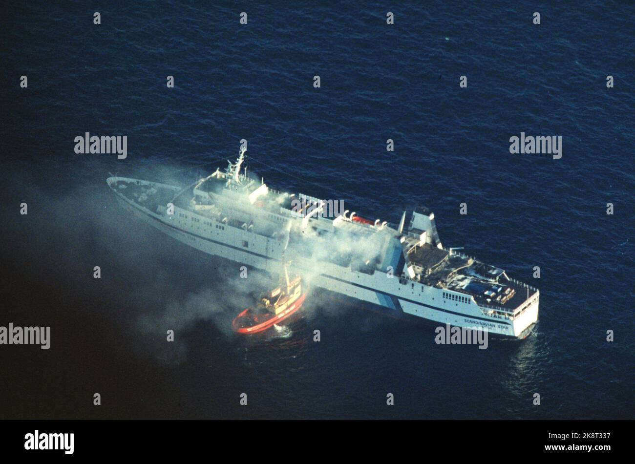 Kattegat 1990407. Fire on board the passenger ferry "Scandinavian Star ...