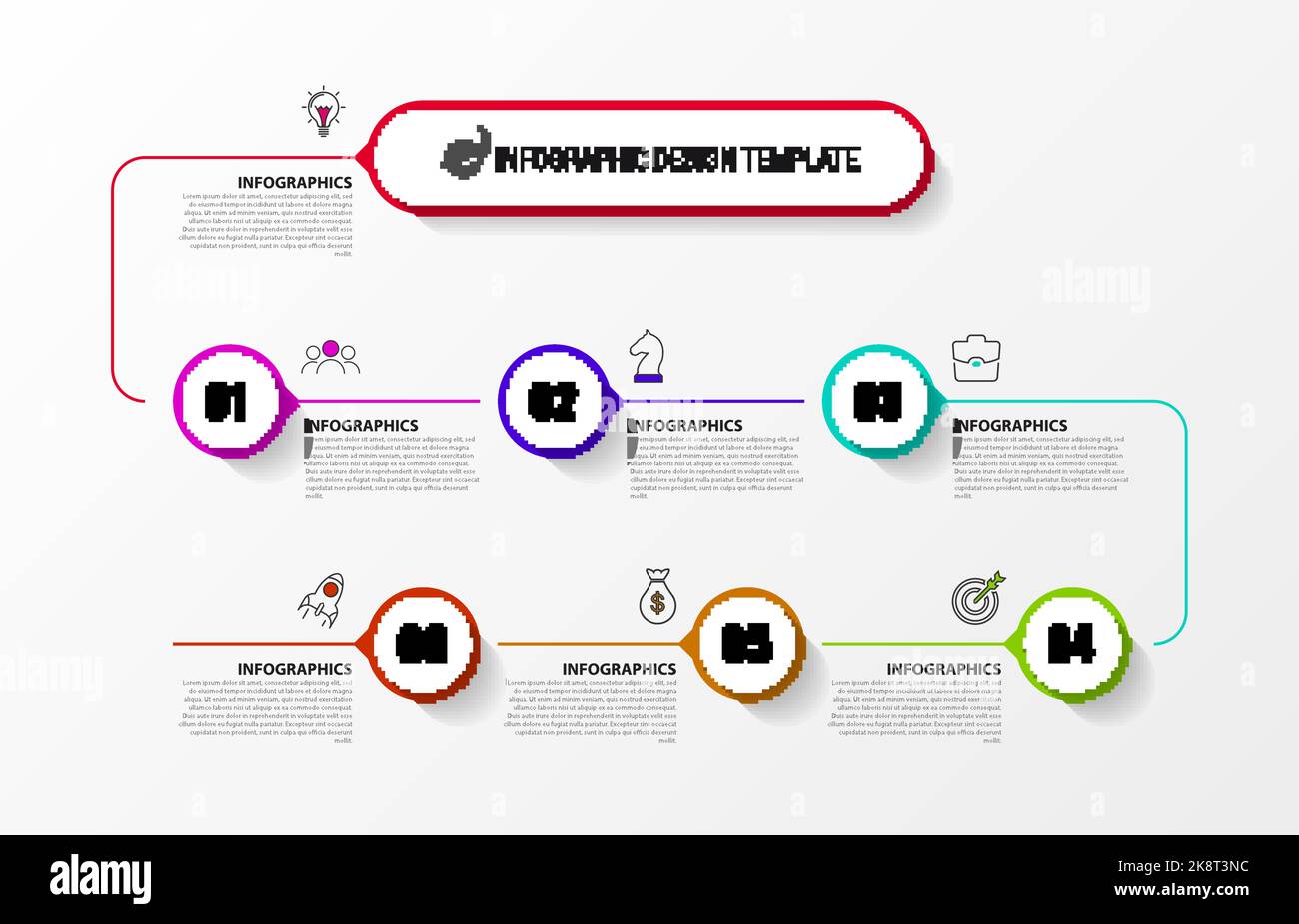 Infographic design template. Timeline concept with 7 steps. Can be used ...